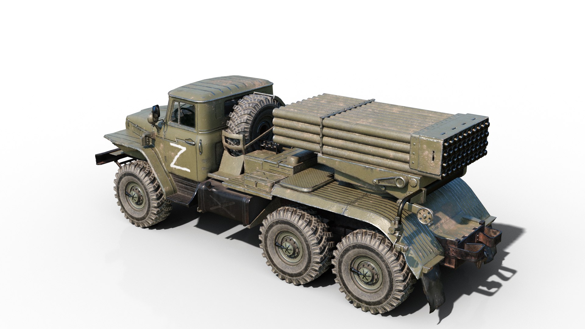 2 Coatings BM-21 Grad MRLS M1976 Ural 3D Model - TurboSquid 2398394