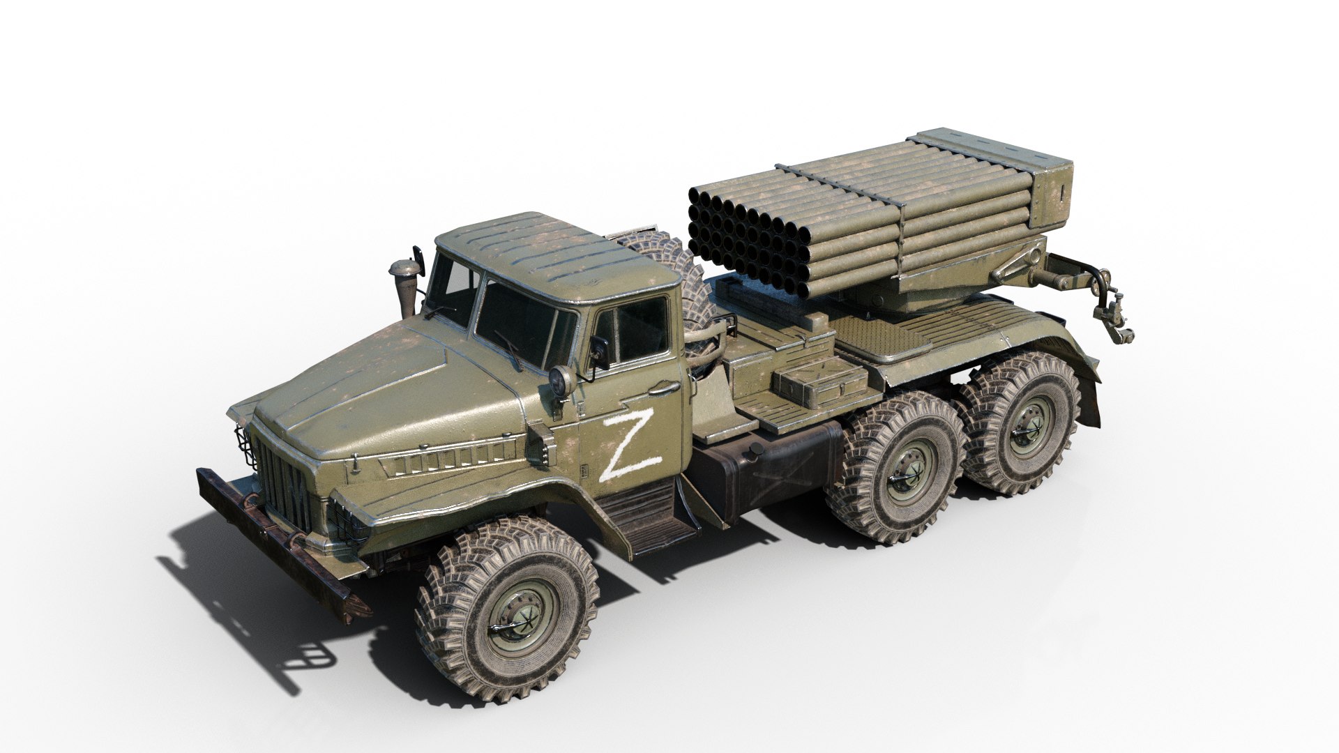 2 Coatings BM-21 Grad MRLS M1976 Ural 3D Model - TurboSquid 2398394