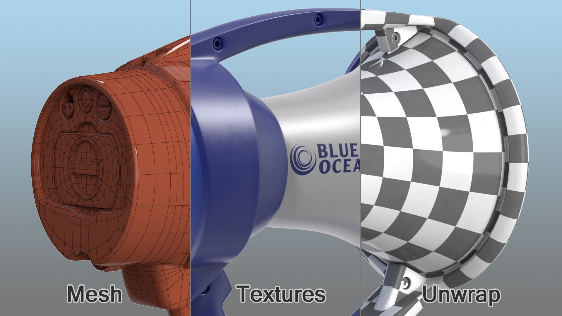 Blue ocean waterproof megaphone 3D model - TurboSquid 1632447