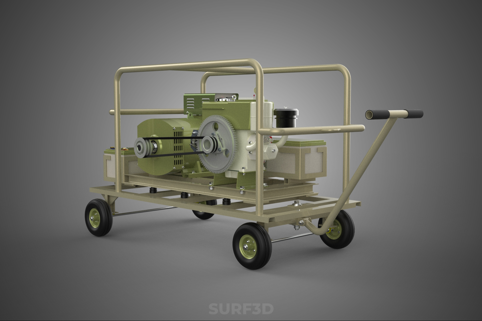 3D модель ДИЗЕЛЬНЫЙ ГЕНЕРАТОР ДЛЯ ПУСТЫНИ, ВОЕННОЙ АРМИИ, ЗАСЫПНЫЙ ...