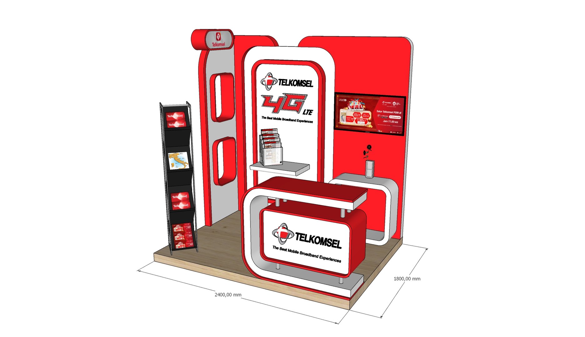 3D Small Booth 2400x1800mm Model - TurboSquid 2101321