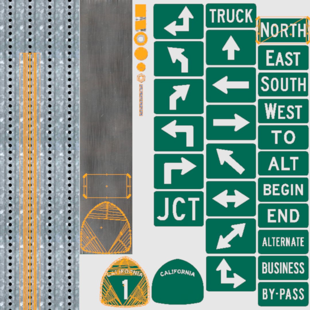 3D California State Highway 1 North 3D Sign M3-1 - TurboSquid 2312645