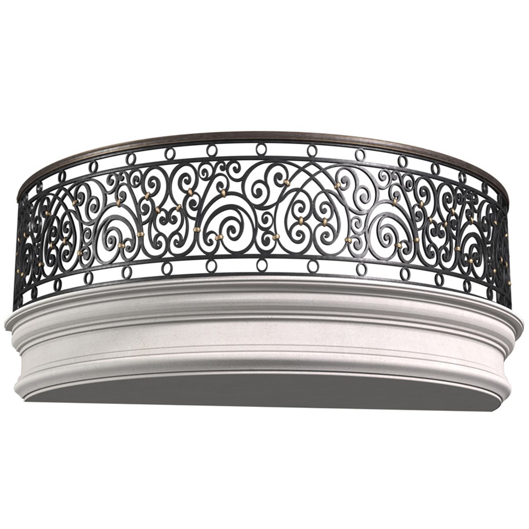 Classic Round Balcony Forged Fence 3D - TurboSquid 1830013