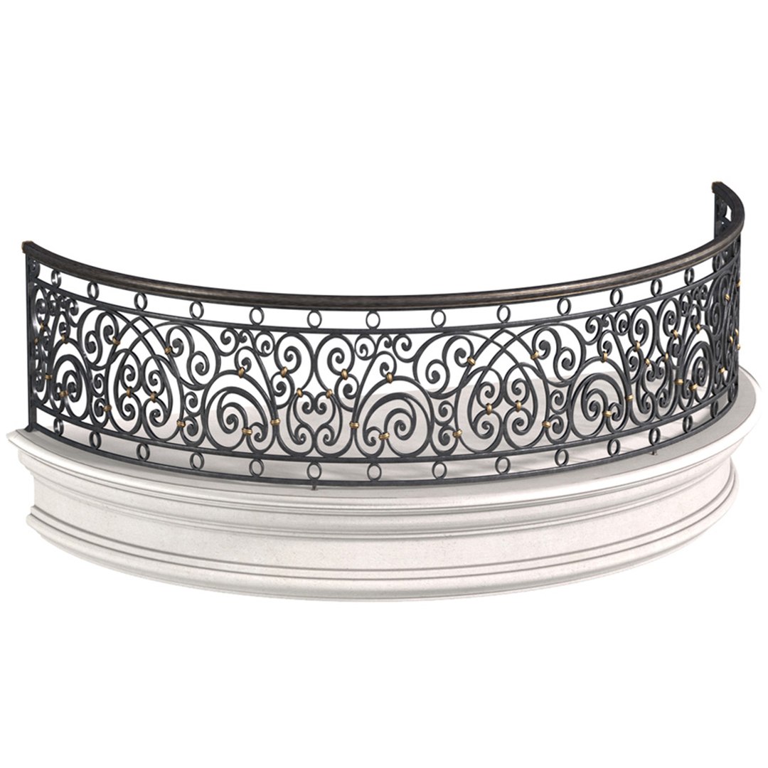 Classic Round Balcony Forged Fence 3D - TurboSquid 1830013