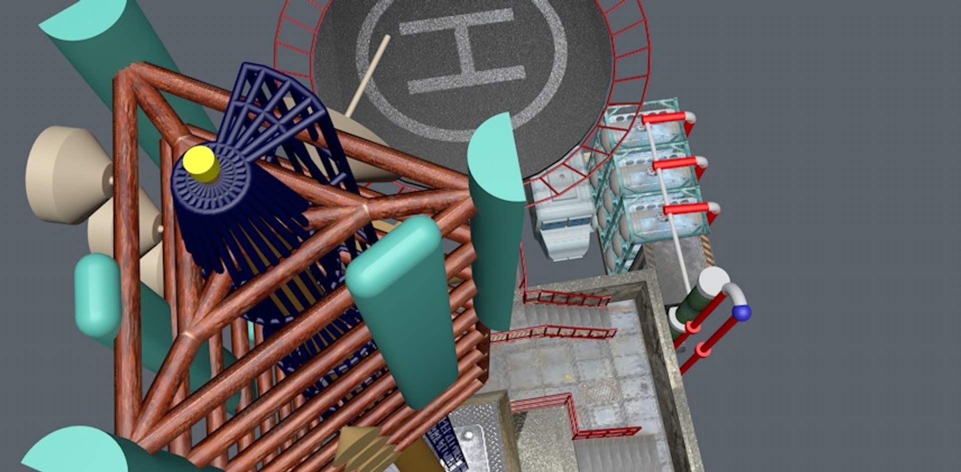 3D Landing Base Helipad And Spacerocket Model - TurboSquid 1717386