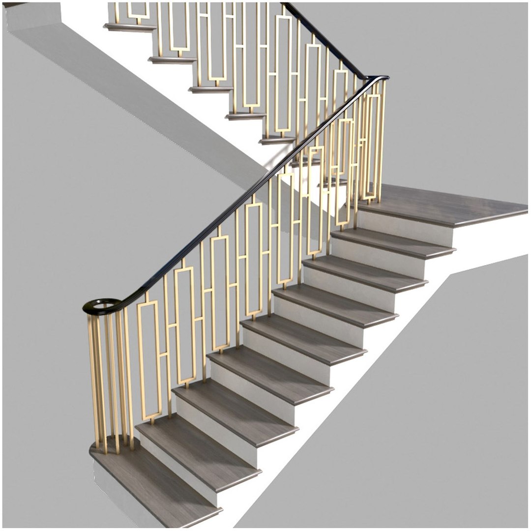 Modern Interior Stair Art Deco 3D Model 3D Model - TurboSquid 1829398