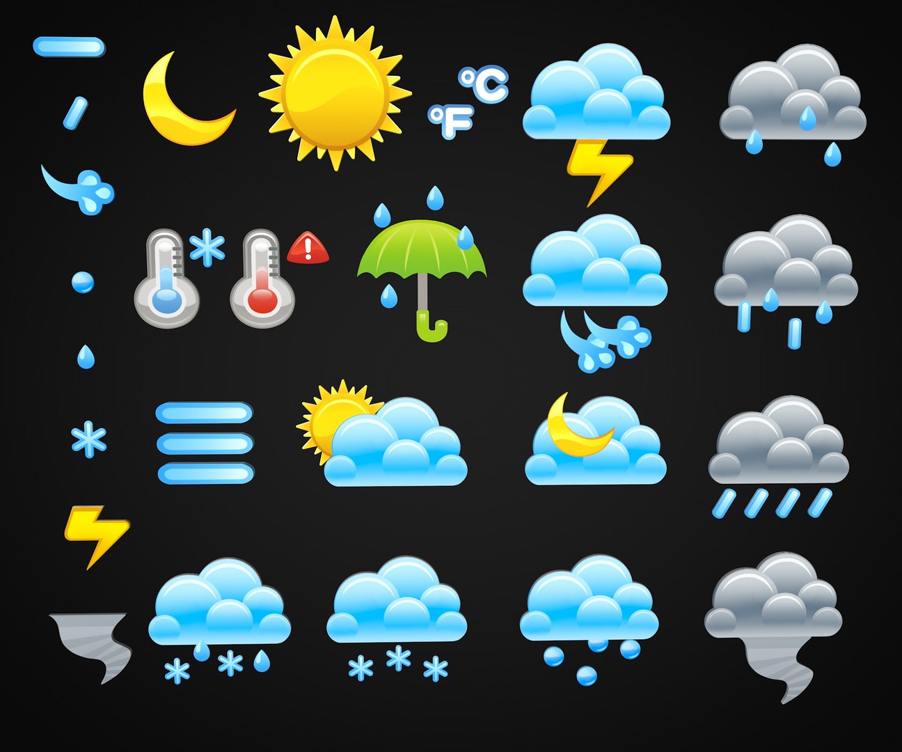 3D Model Cartoon Weather Icons - TurboSquid 1782812