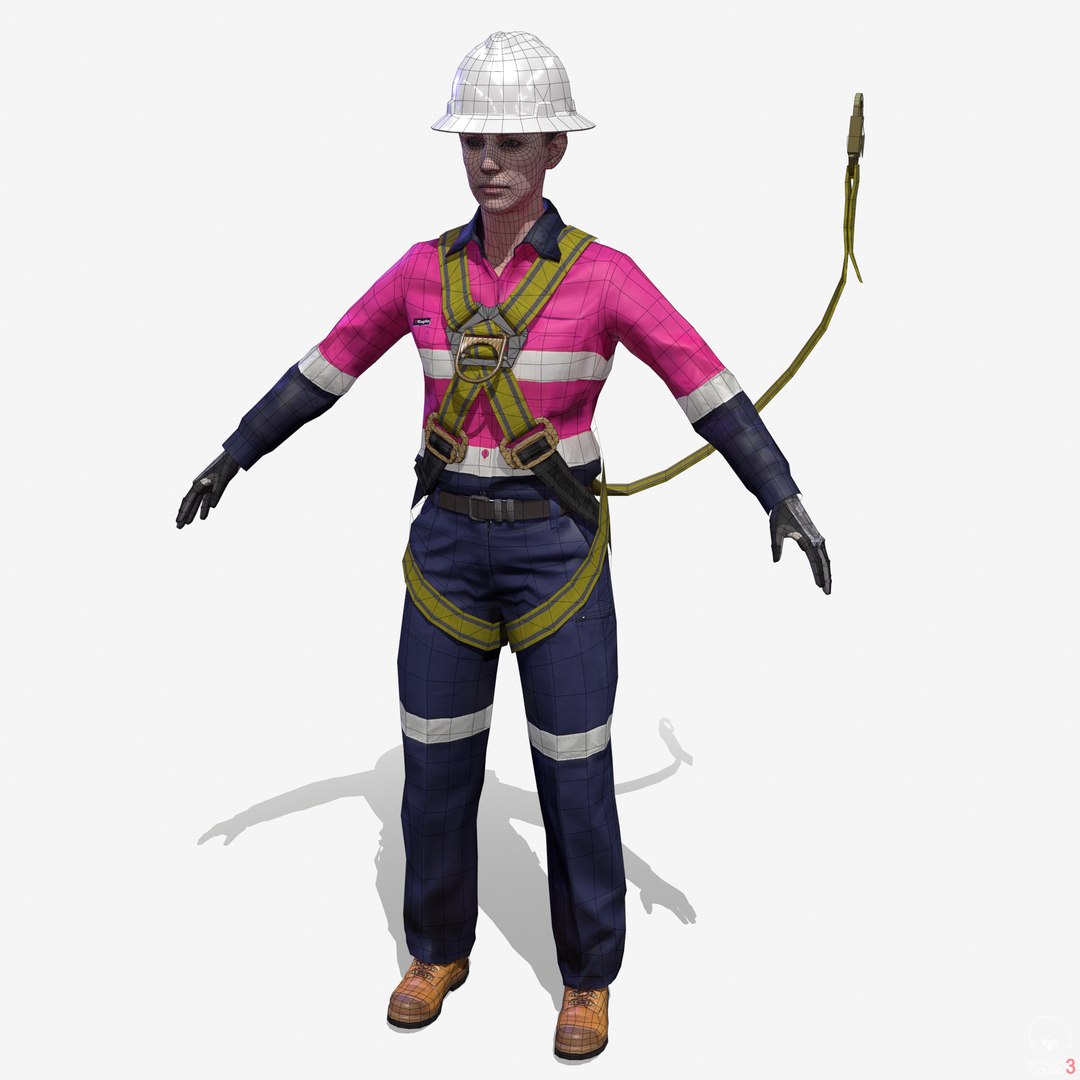 3D Rig Safety Female Worker Model - TurboSquid 1515046