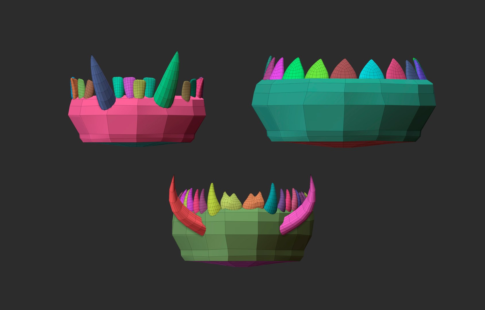 30 Low Poly And Mid Poly Monster Creature Teeth Jaws IMM Brush Model ...