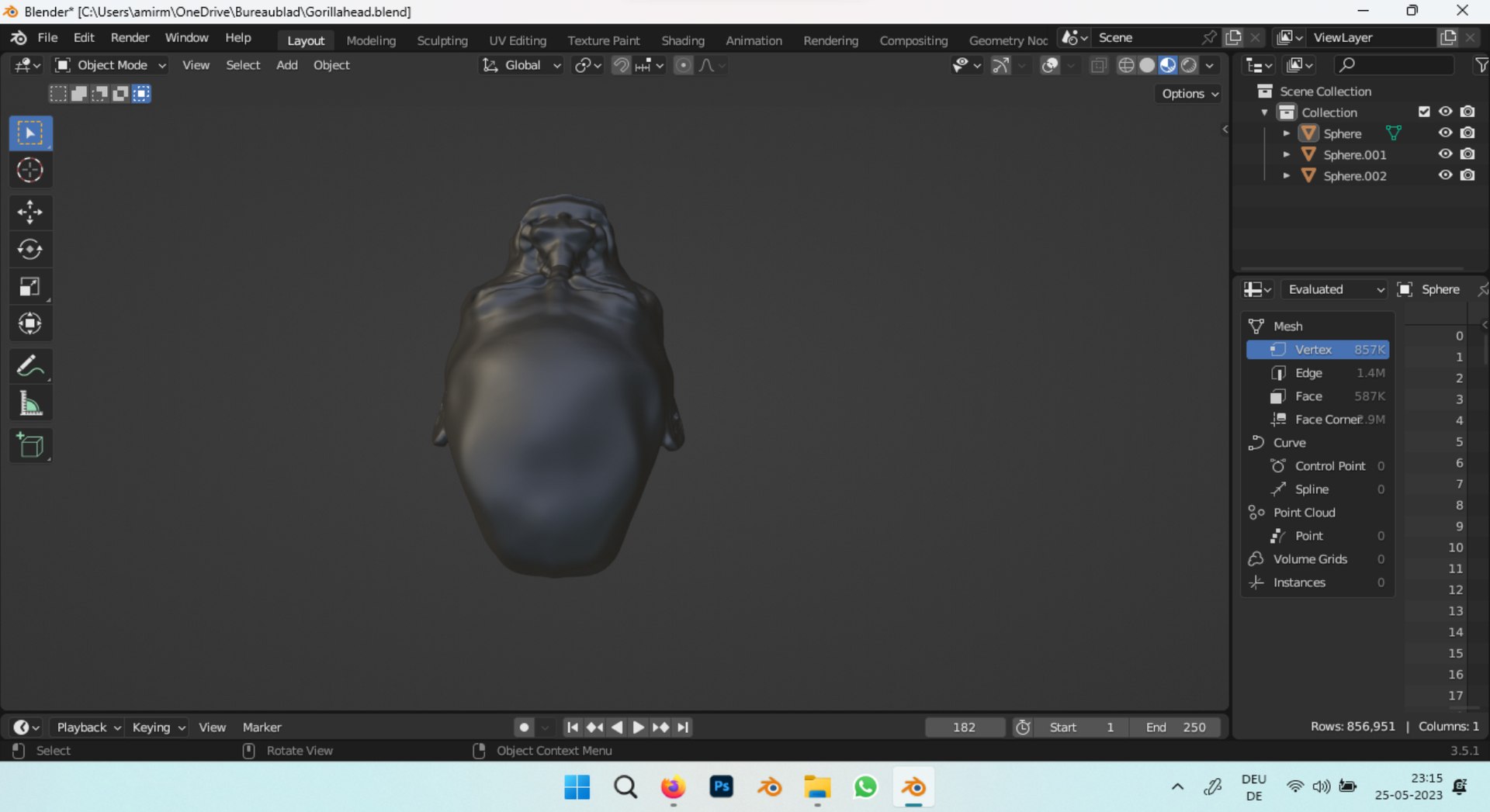 Silverback Gorilla Head Mesh 3D Model - TurboSquid 2074781