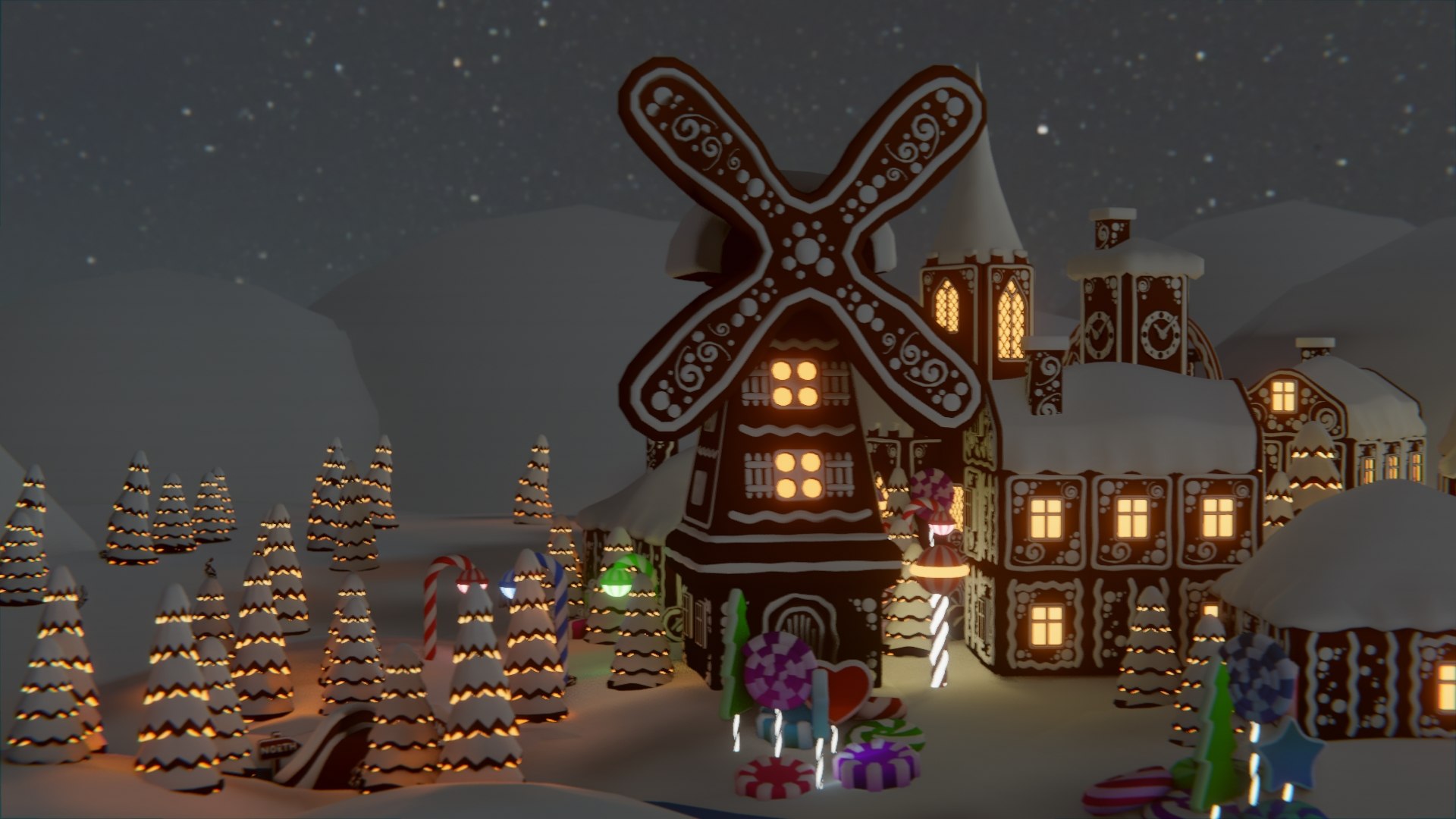 Gingerbread Village Asset Pack Game Ready 3D Model - TurboSquid 2500869