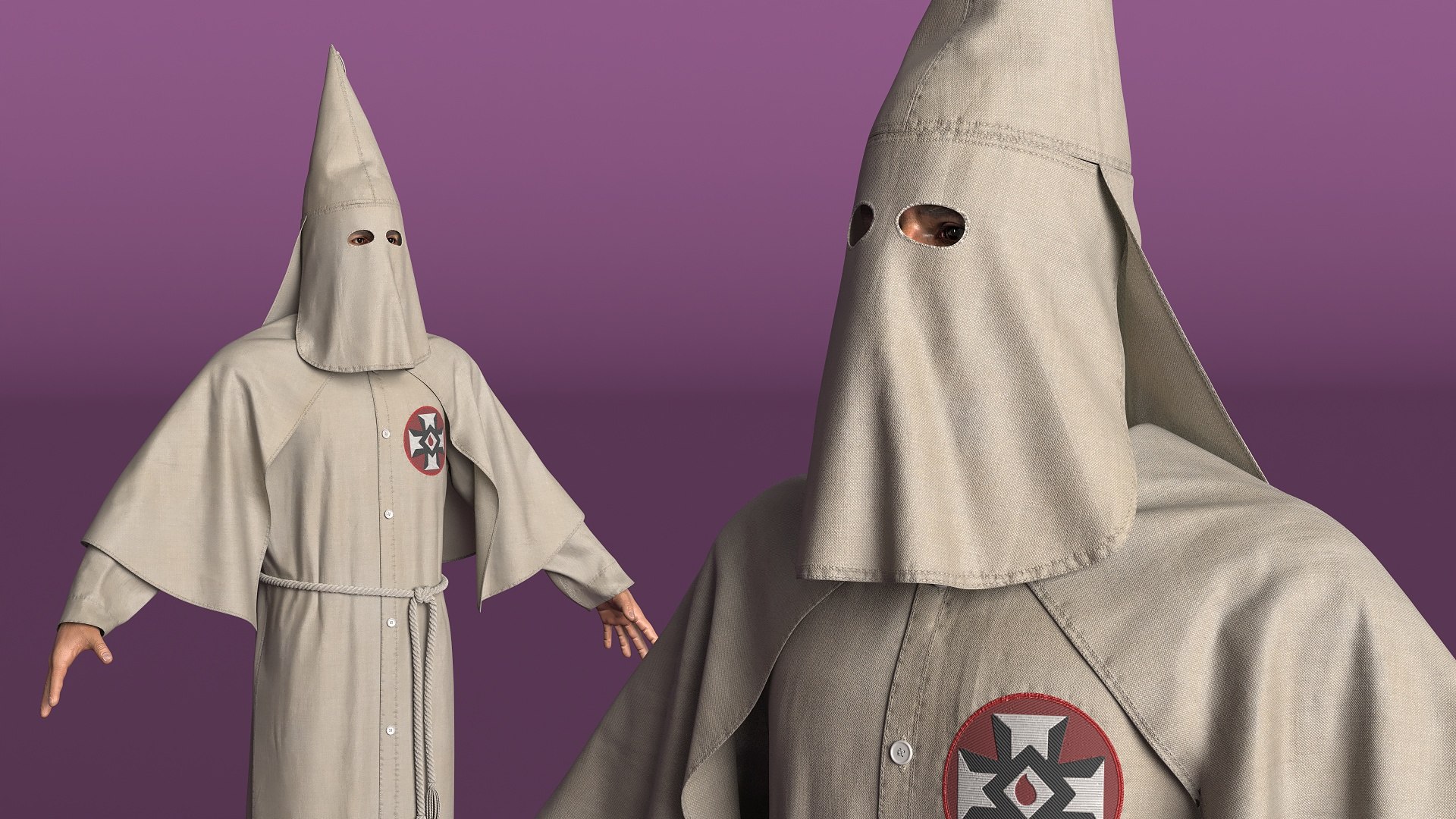 3D Character Ku Klux Klan In Old Mantle And Mask - TurboSquid 2347159