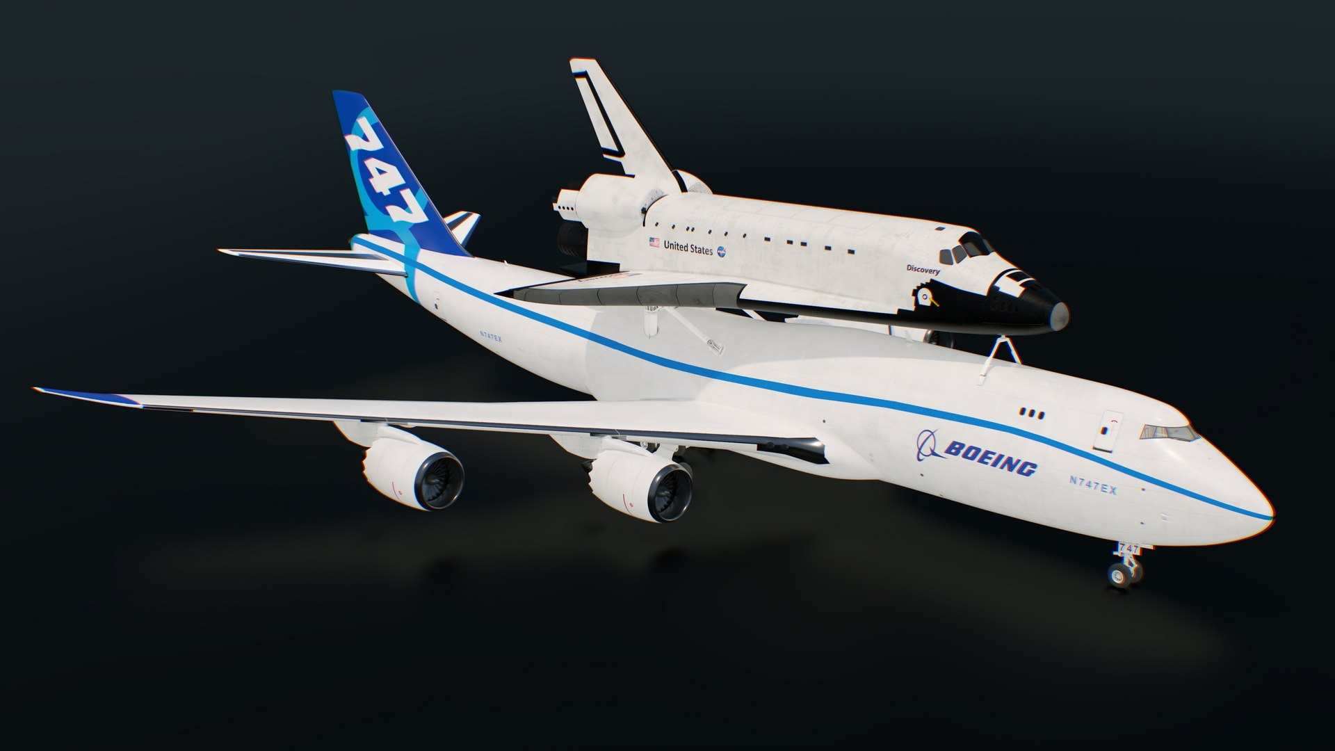 3D Boeing 747 With Space Shuttle On Connection Frame - TurboSquid 2368841
