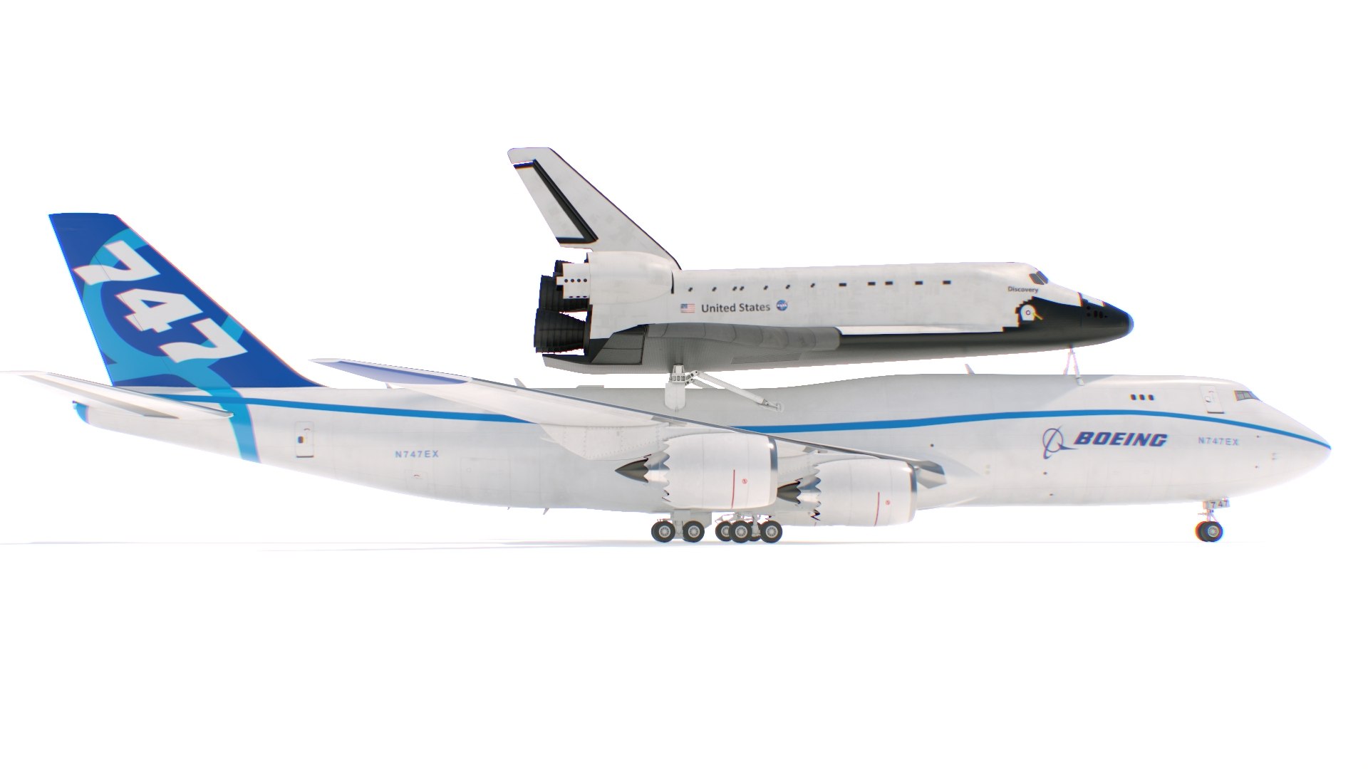 3D Boeing 747 With Space Shuttle On Connection Frame - TurboSquid 2368841