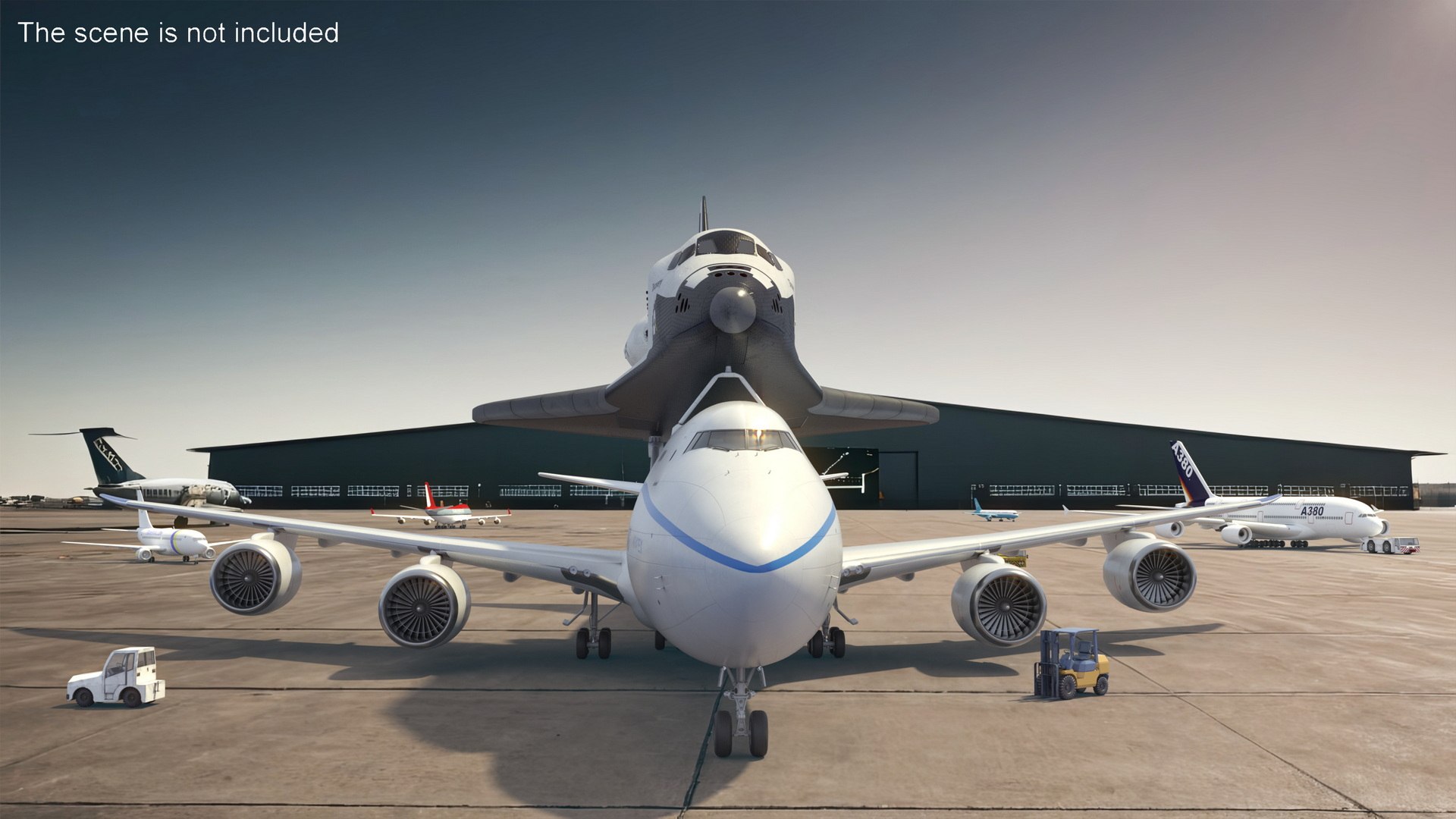 3D Boeing 747 With Space Shuttle On Connection Frame - TurboSquid 2368841