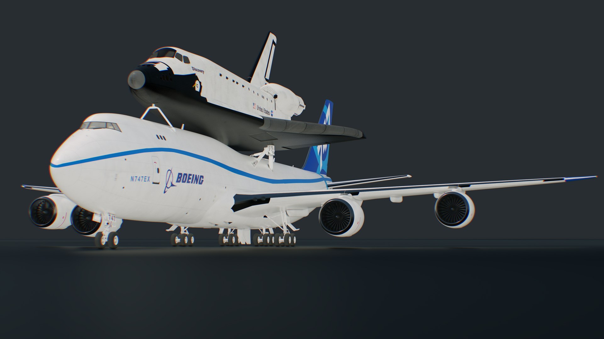 3D Boeing 747 With Space Shuttle On Connection Frame - TurboSquid 2368841