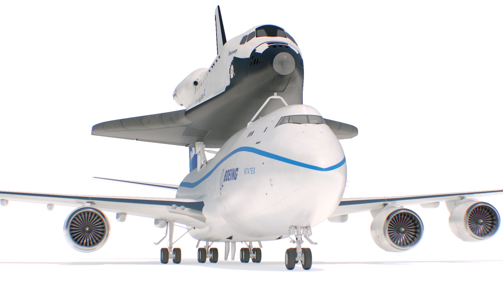 3D Boeing 747 With Space Shuttle On Connection Frame - TurboSquid 2368841