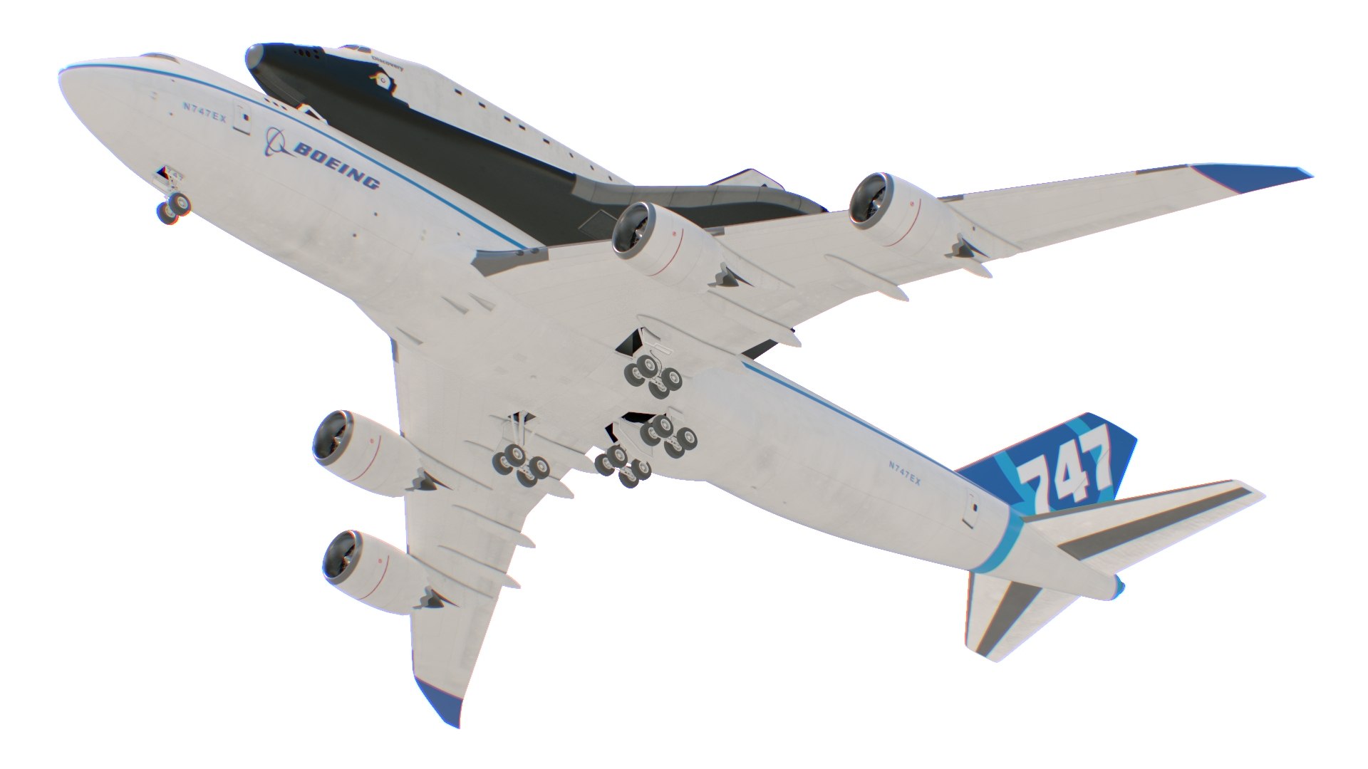 3D Boeing 747 With Space Shuttle On Connection Frame - TurboSquid 2368841