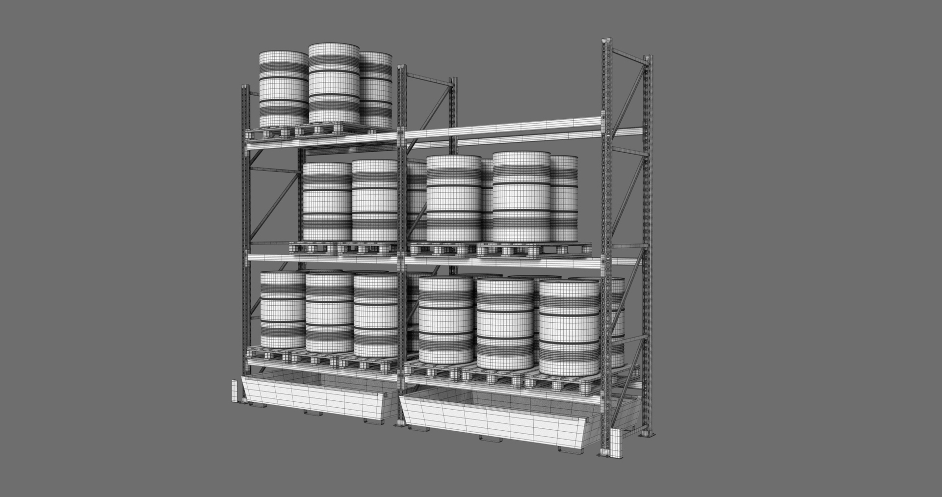 Pallet Racking Barrels 3D - TurboSquid 1786600