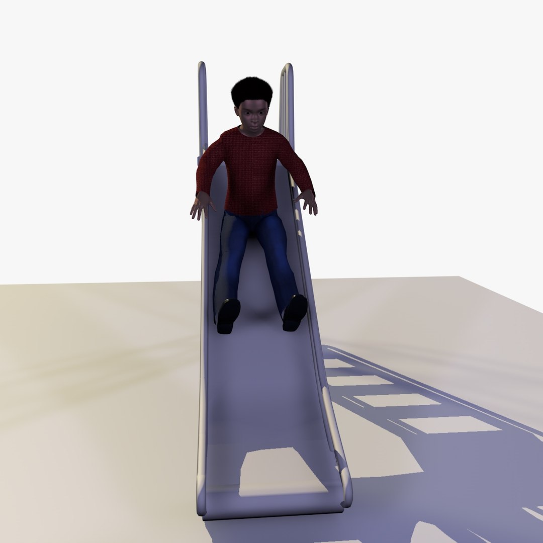 African Boy Playing Slide C4d