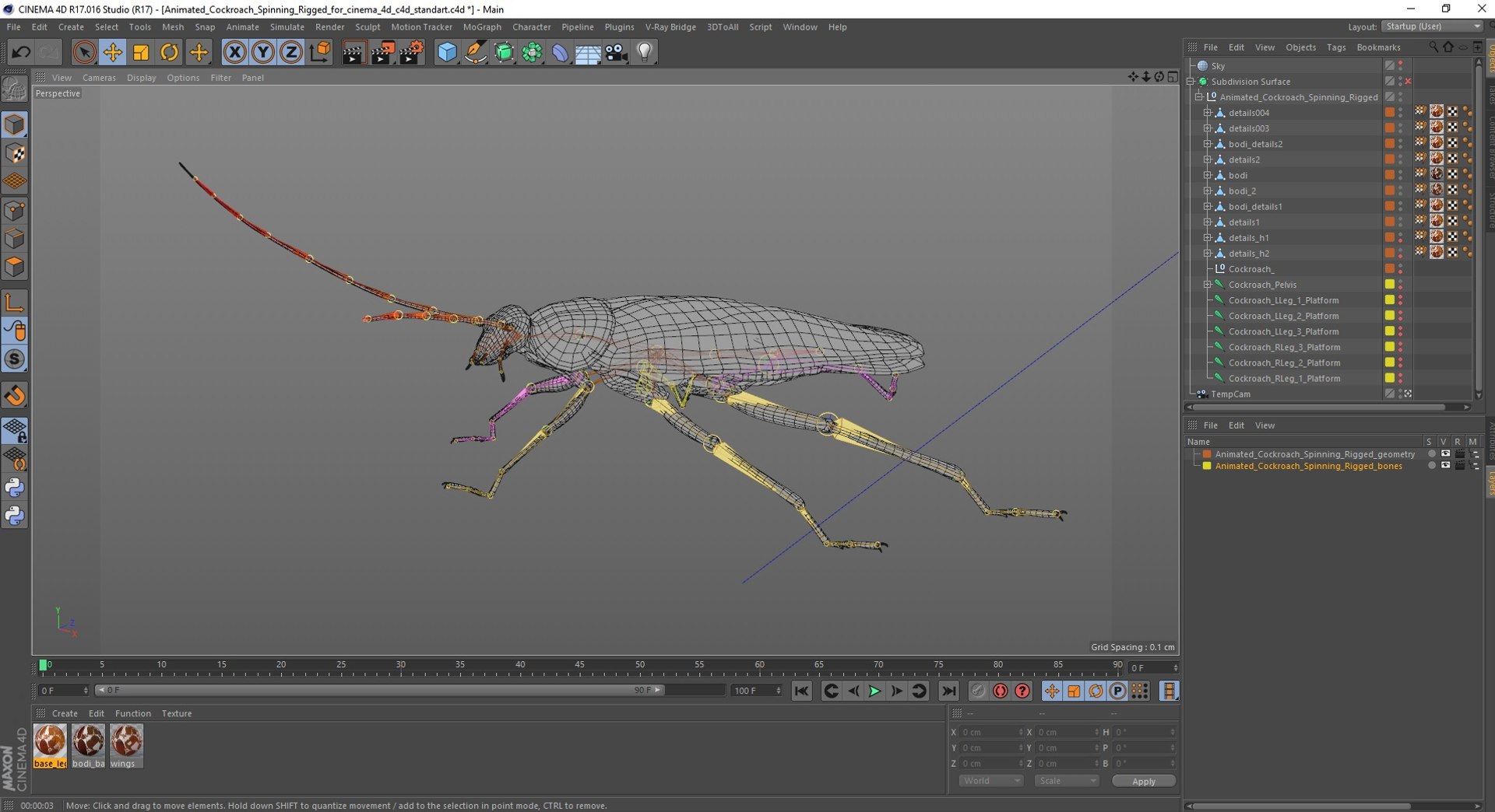 Animated Cockroach Spinning Rigged For Cinema 4D 3D Model - TurboSquid 2105267