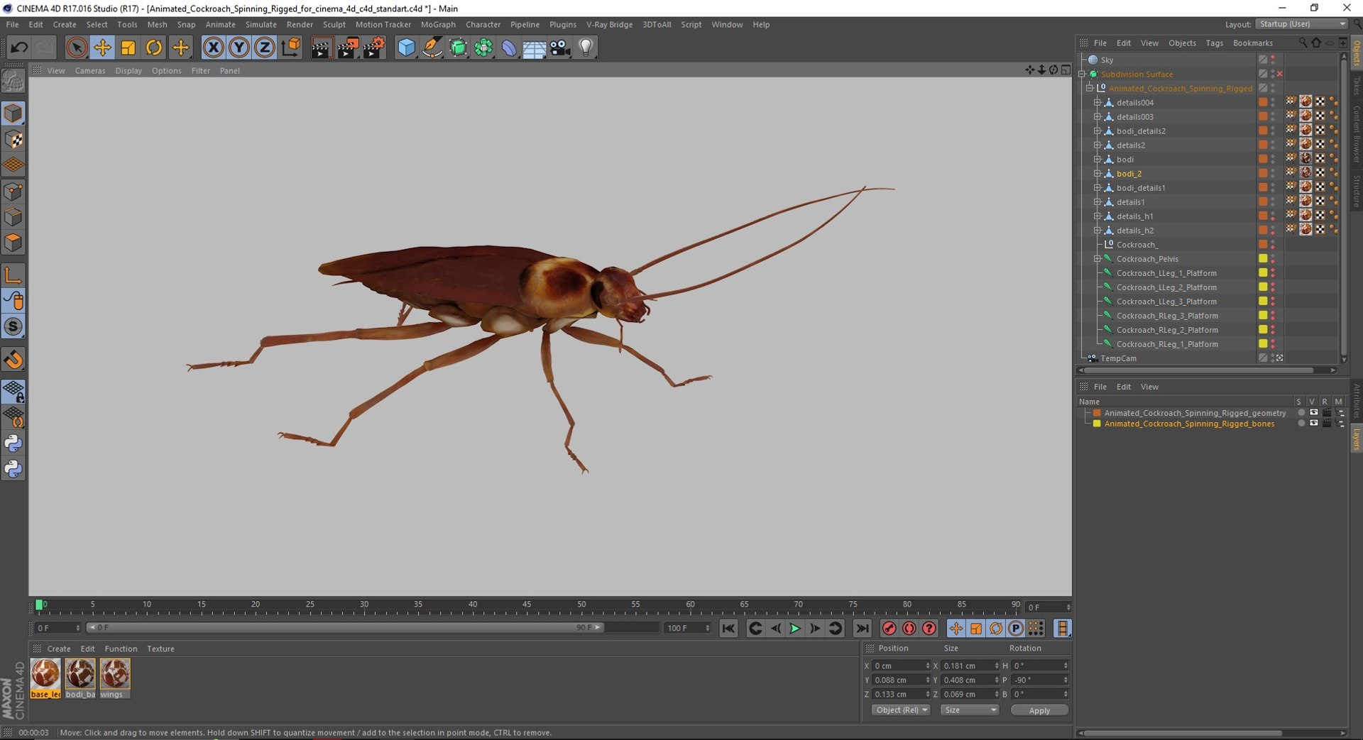 Animated Cockroach Spinning Rigged For Cinema 4D 3D Model - TurboSquid ...