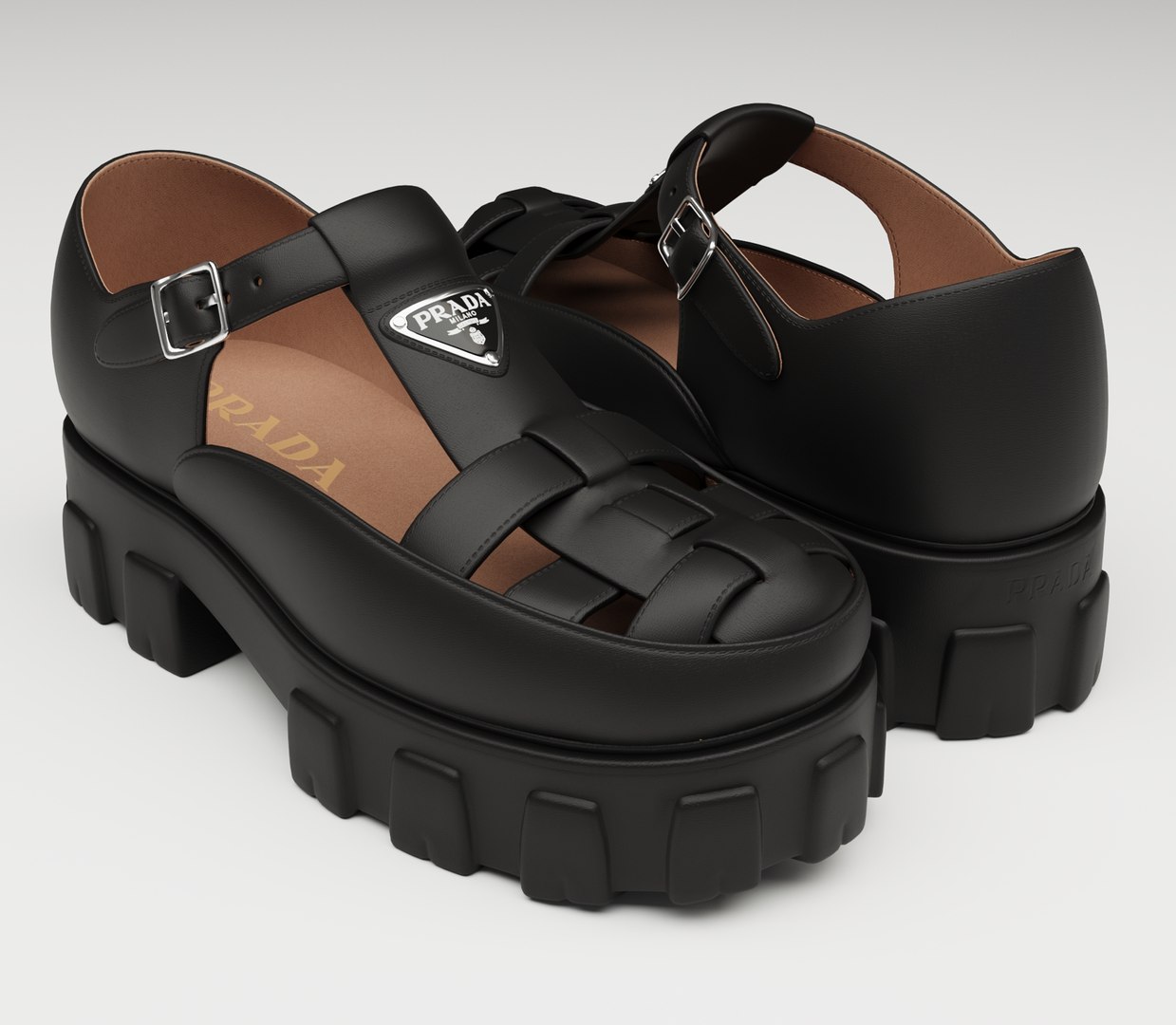 Chunky Sandals Prada Black 3D model - TurboSquid 2154983