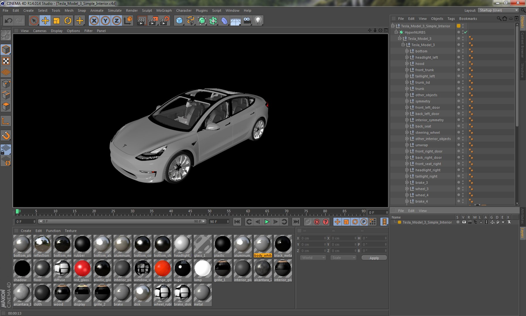 Tesla 3 Simple Interior 3D Model - TurboSquid 1220755