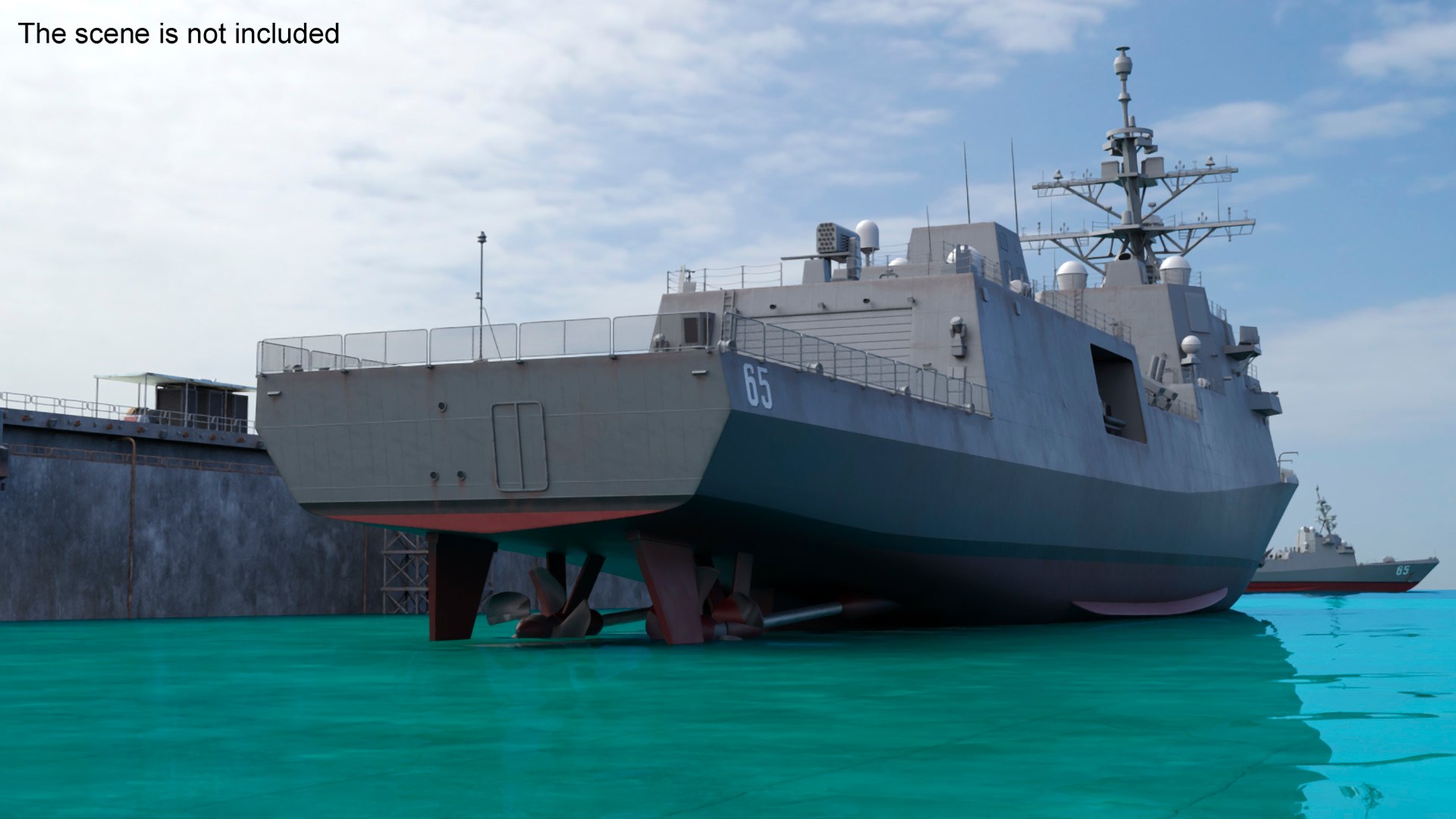 Concrete Naval Dry Dock With Warship Animated 3D Model - TurboSquid 2425274