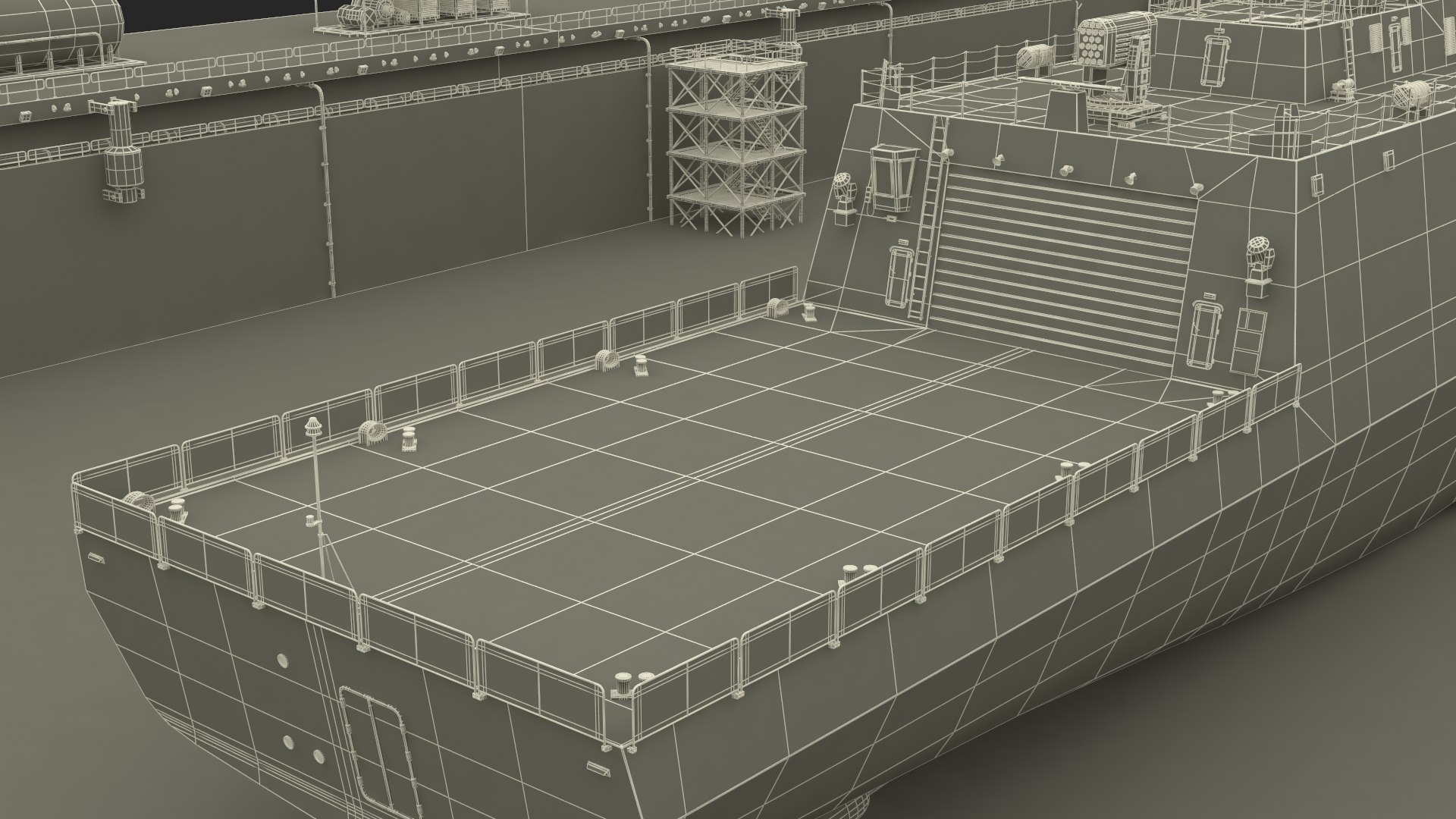Concrete Naval Dry Dock With Warship Animated 3D Model - TurboSquid 2425274