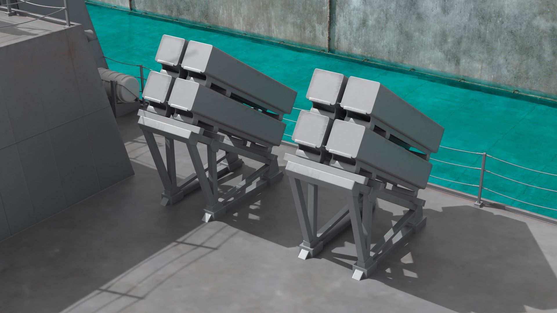 Concrete Naval Dry Dock With Warship Animated 3D Model - TurboSquid 2425274