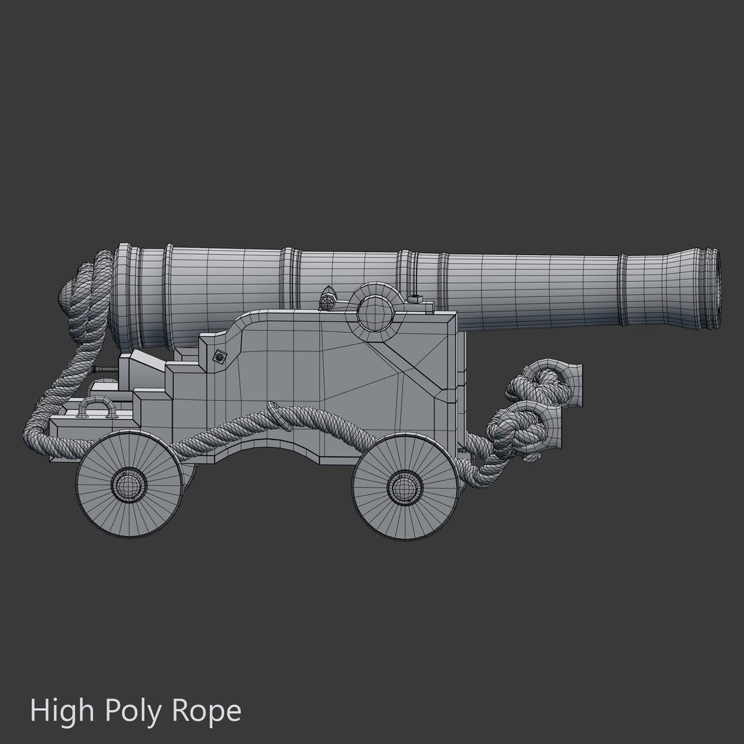 Realistic Naval Cannon 3d Model
