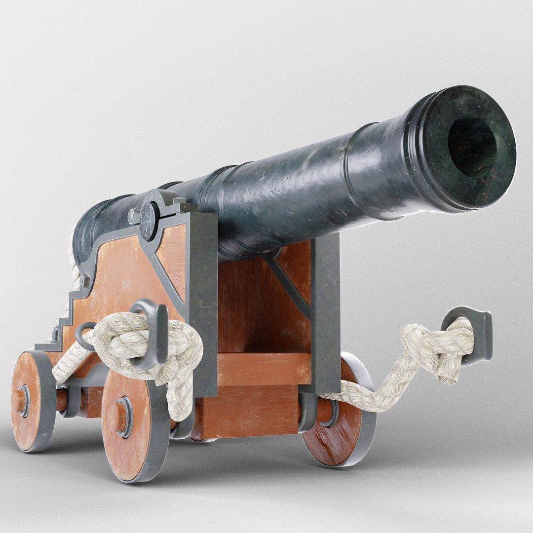 Realistic Naval Cannon 3d Model