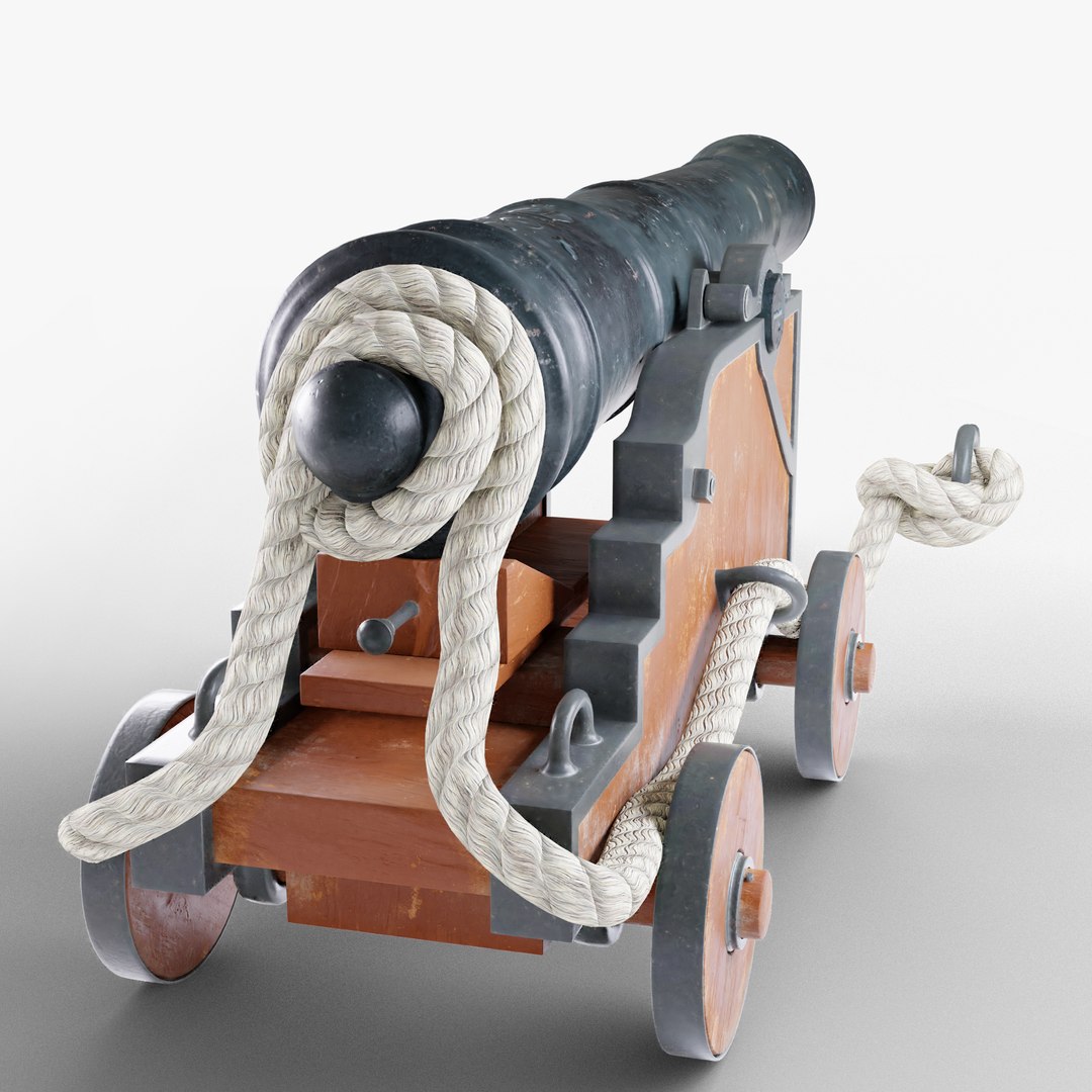 Realistic Naval Cannon 3d Model