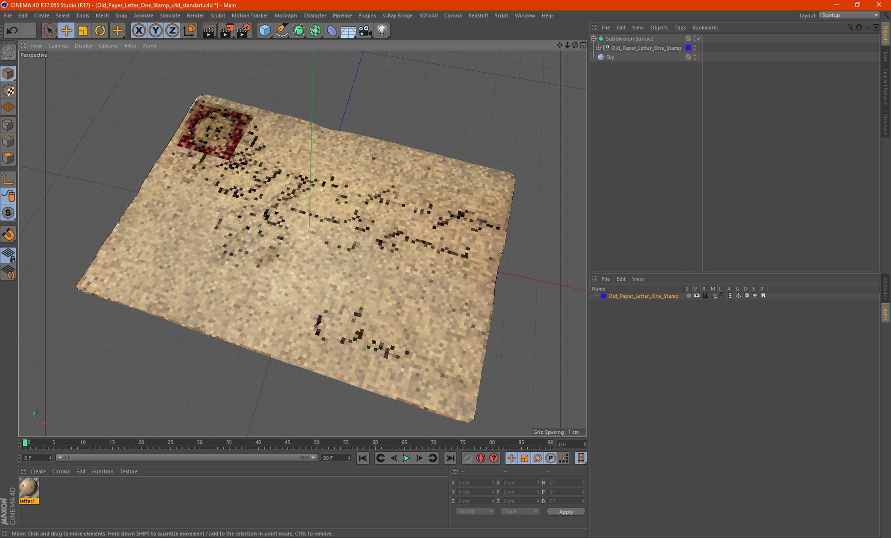 Old Paper Letter One Stamp 3D Model - TurboSquid 1945428