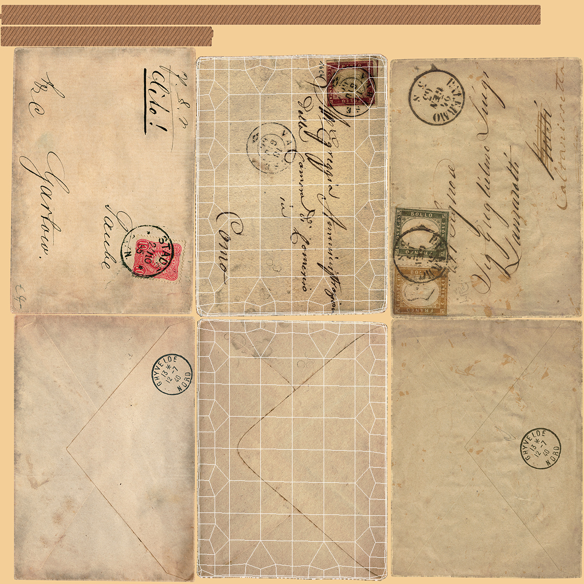 Old Paper Letter One Stamp 3D model - TurboSquid 1945428
