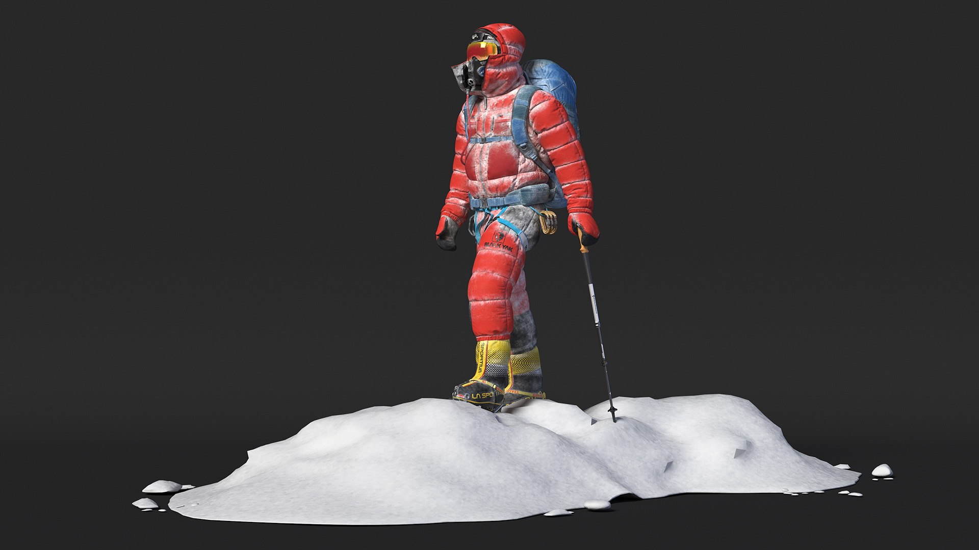 Climber in a Snow-Covered Suit Goes to Everest 3D model - TurboSquid ...