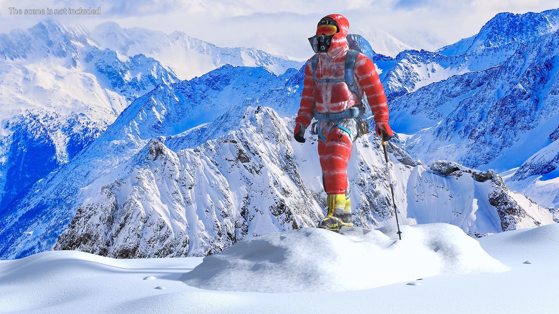 Climber in a Snow-Covered Suit Goes to Everest 3D model - TurboSquid ...