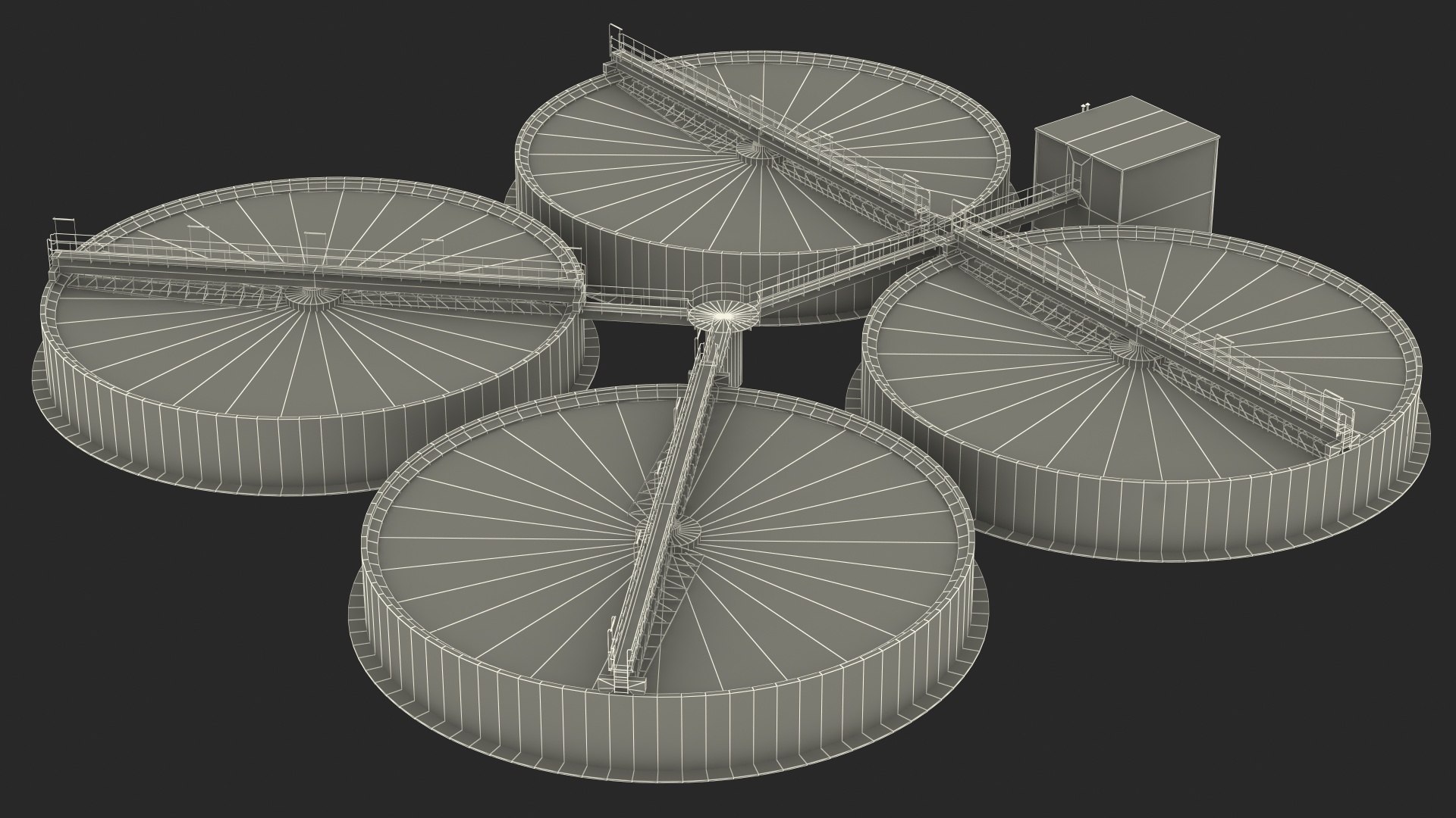 3D wastewater circular clarifiers water model - TurboSquid 1549780