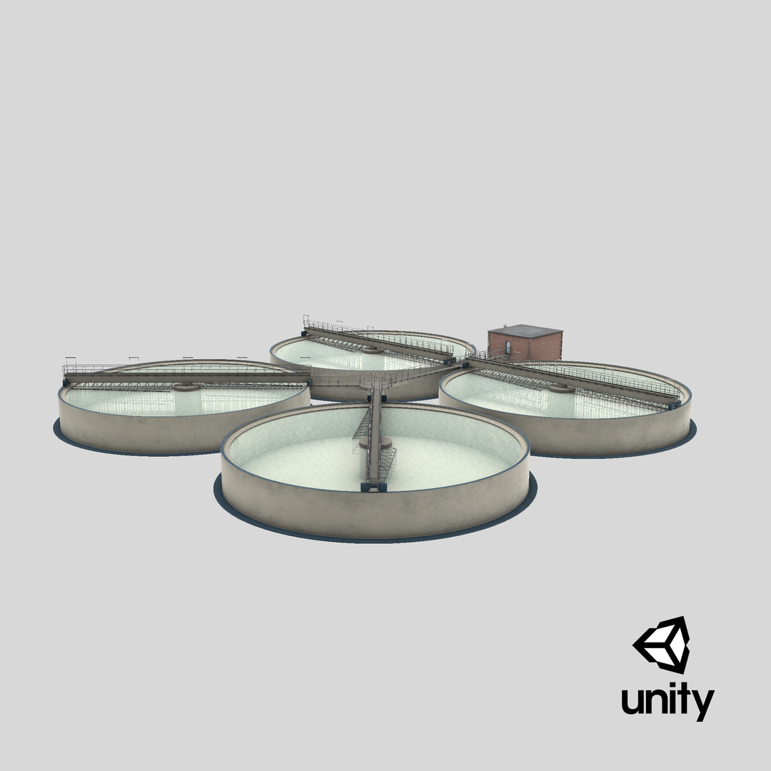 3D wastewater circular clarifiers water model - TurboSquid 1549780