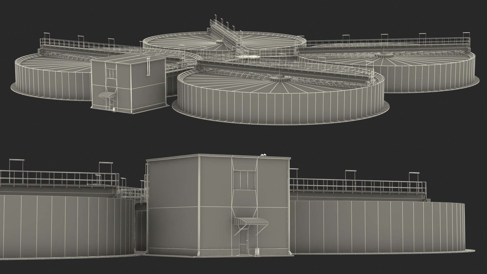 3D wastewater circular clarifiers water model - TurboSquid 1549780