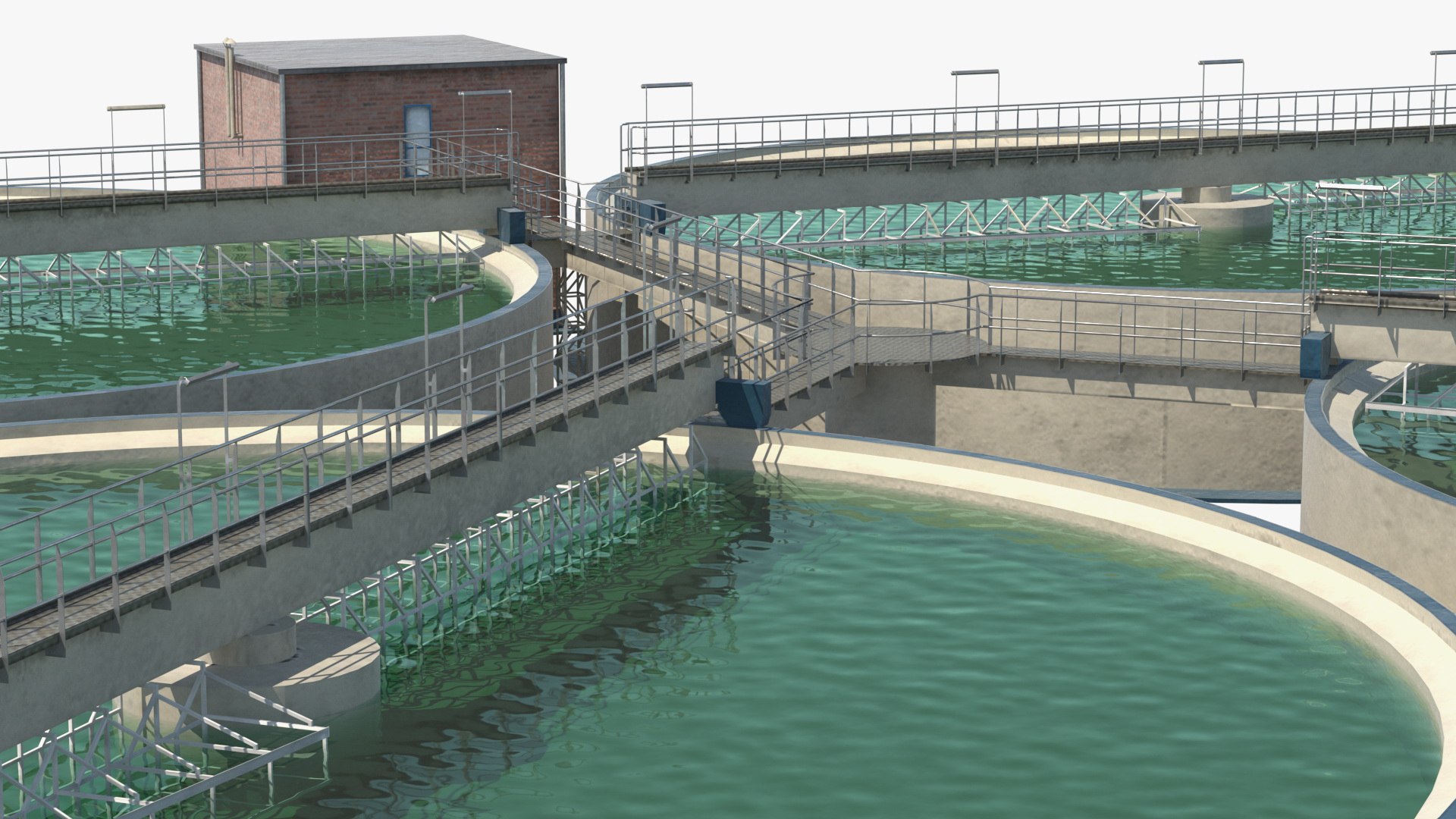 3D wastewater circular clarifiers water model - TurboSquid 1549780