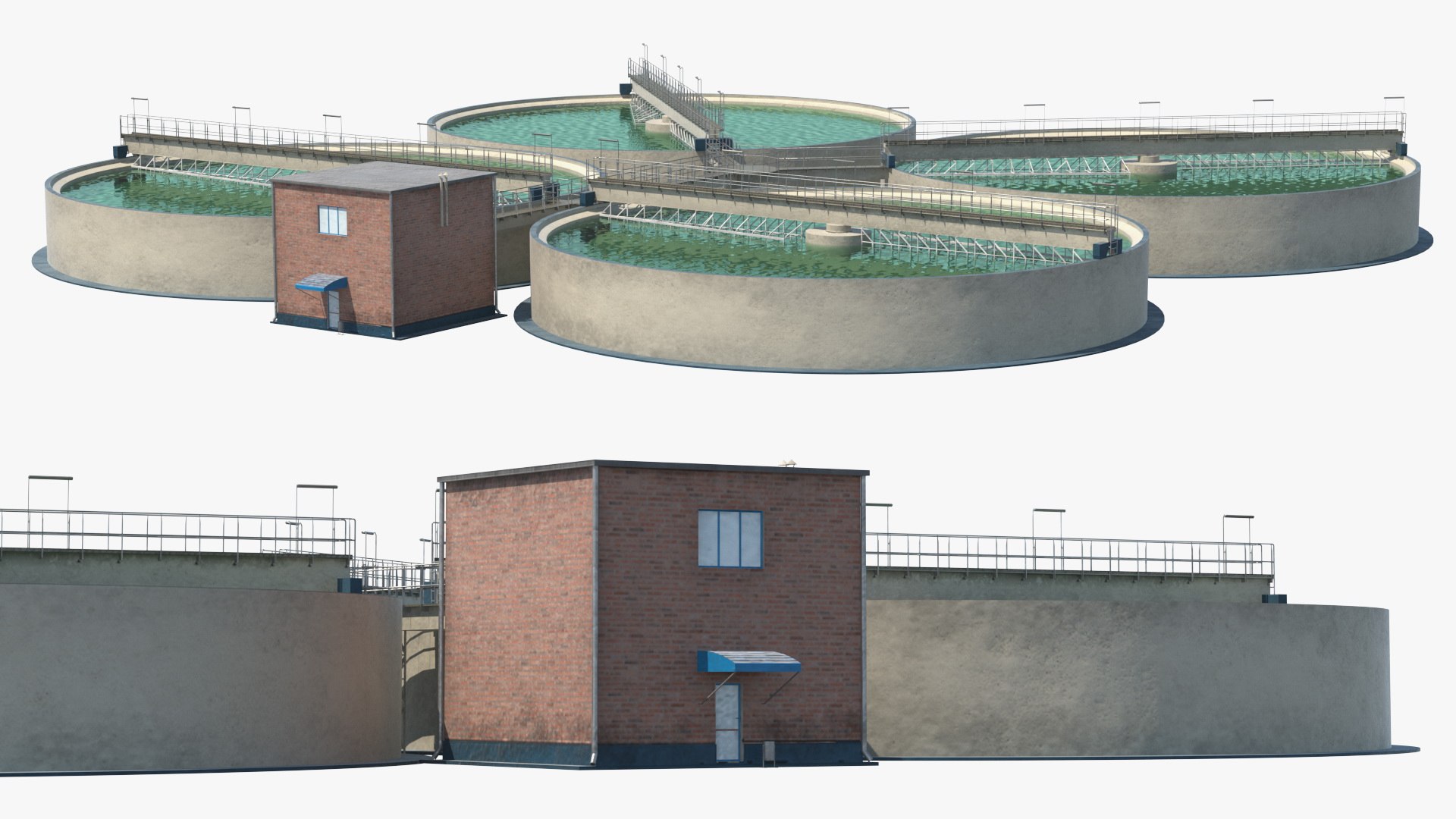 3D Wastewater Circular Clarifiers Water Model - TurboSquid 1549780