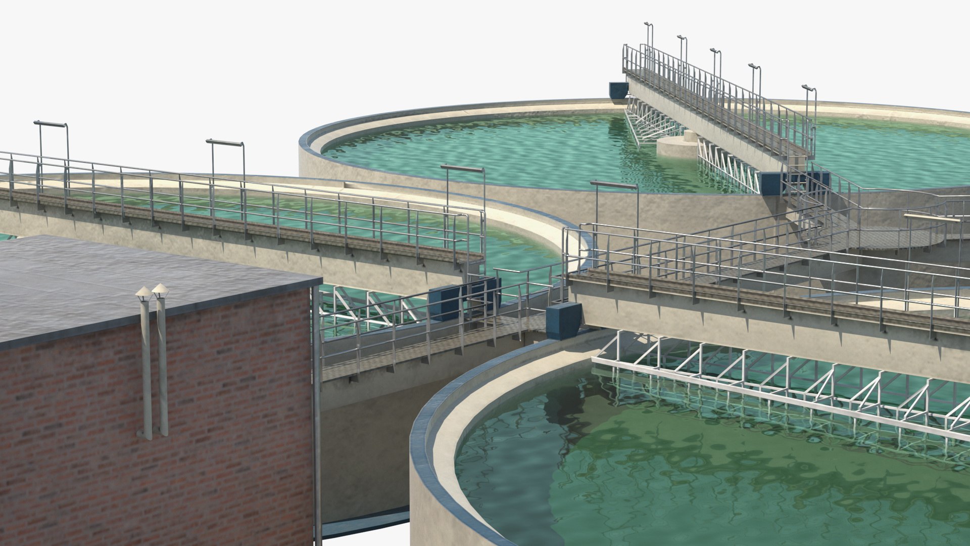 3D wastewater circular clarifiers water model - TurboSquid 1549780
