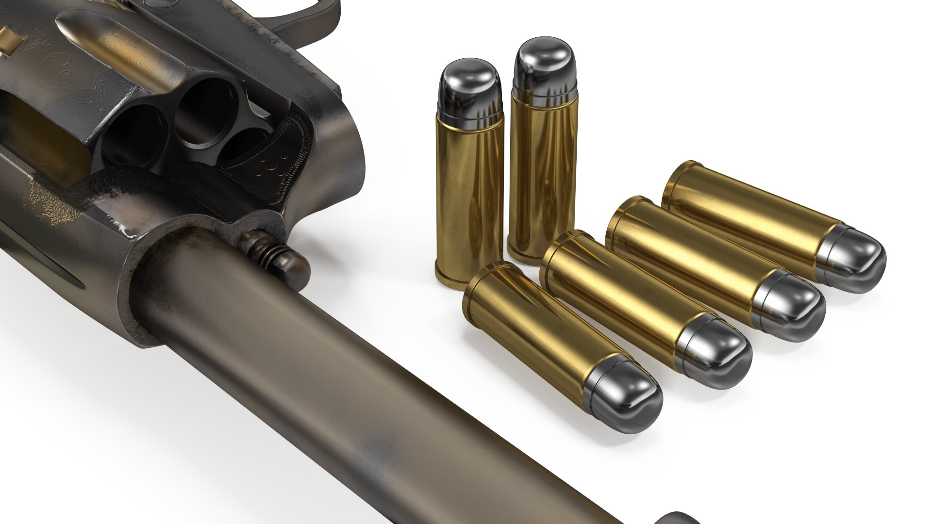 3D Revolver and Bullets model - TurboSquid 2150156