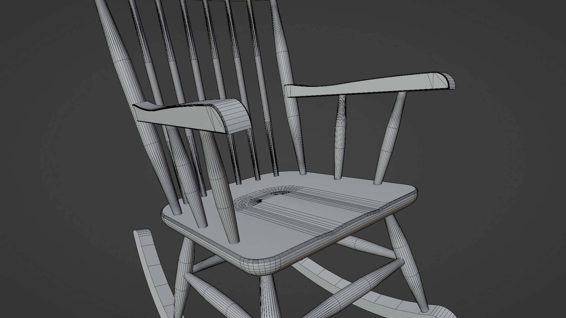 3D Wooden Rocking Chair Model - TurboSquid 1958068