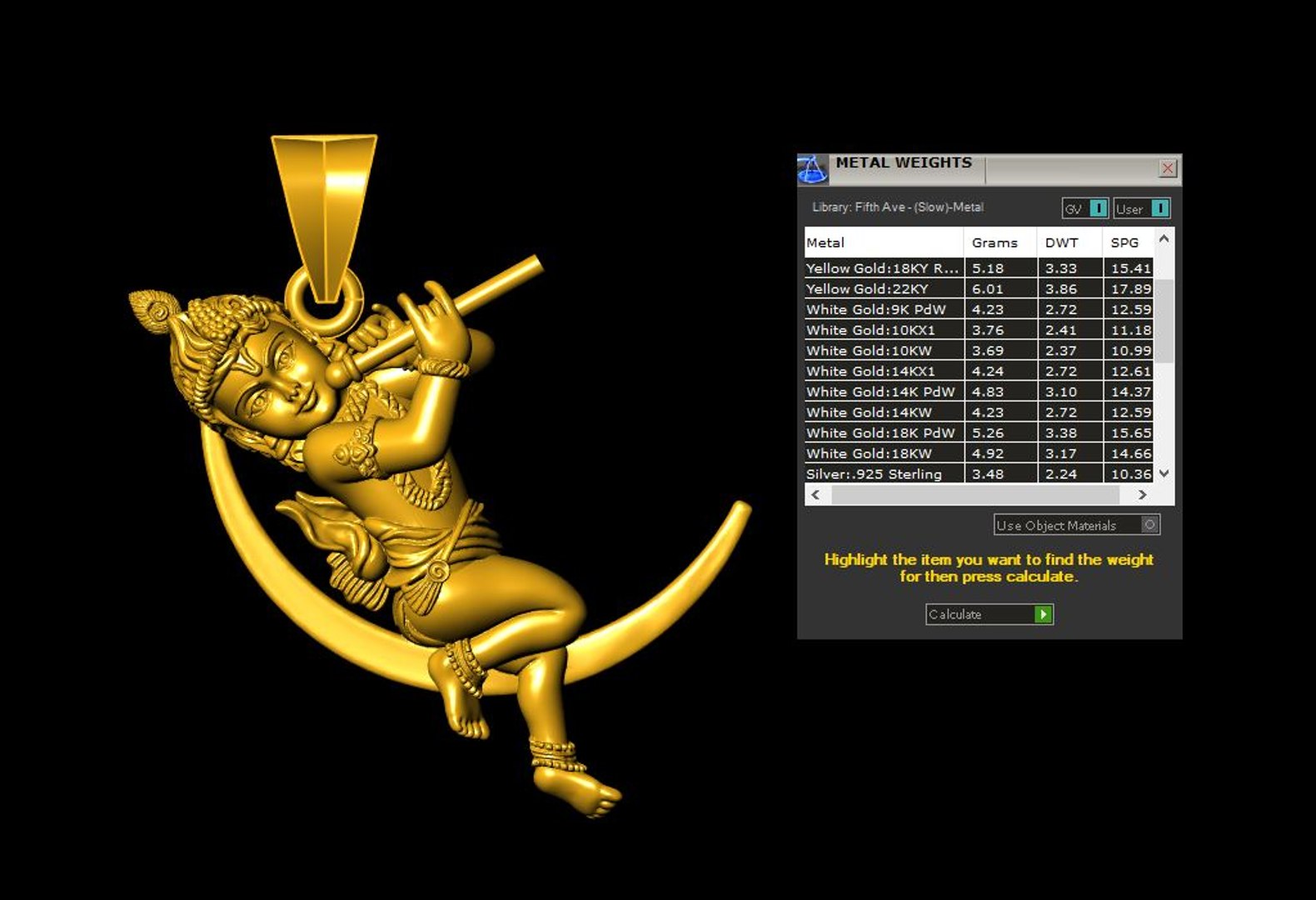 3D Moon Krishna Pendant - 0048 - TurboSquid 2316276