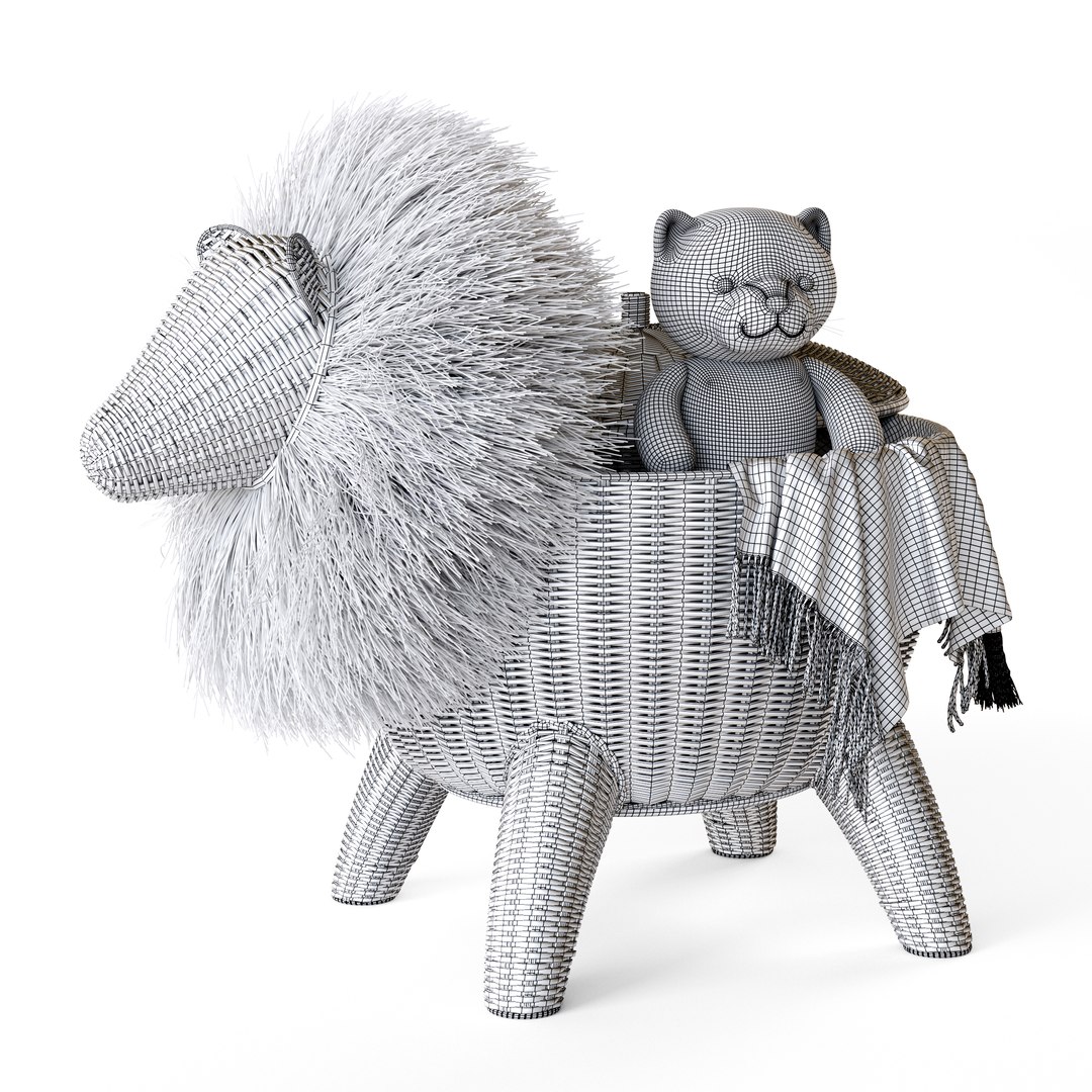 3D Model RATTAN ANIMAL BASKET LION - TurboSquid 2416144
