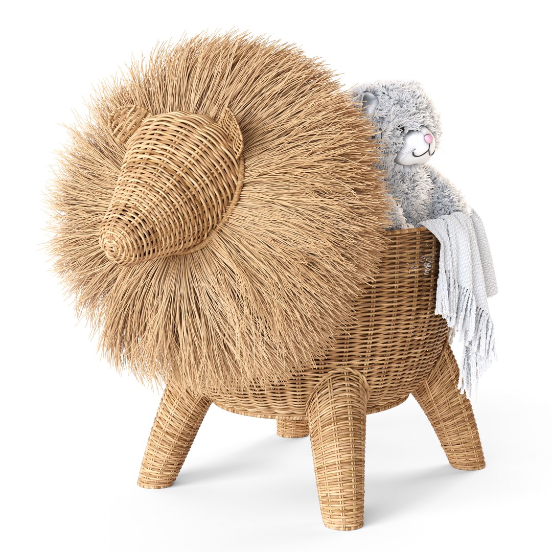 3D Model RATTAN ANIMAL BASKET LION - TurboSquid 2416144