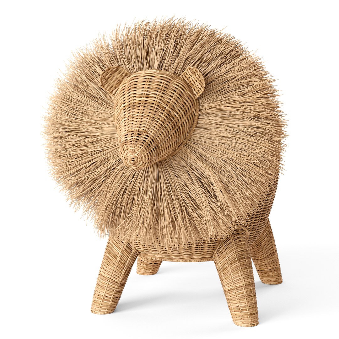 3D Model RATTAN ANIMAL BASKET LION - TurboSquid 2416144
